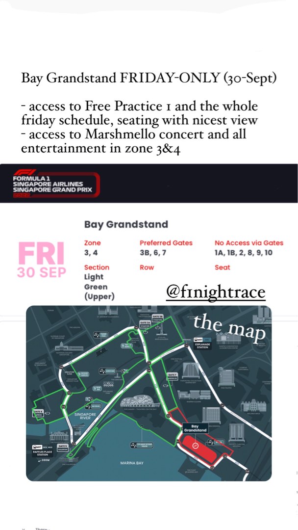 1 TIcket Left F1 SINGAPORE GP 2022 - Bay Grandstand, Friday Only ...