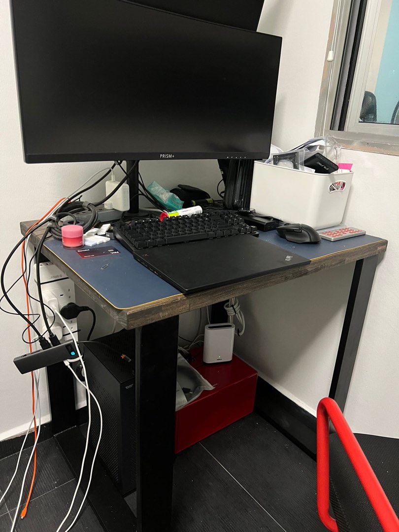 80cm coal coloured solid wood computer table mountable monitor 80cm ...