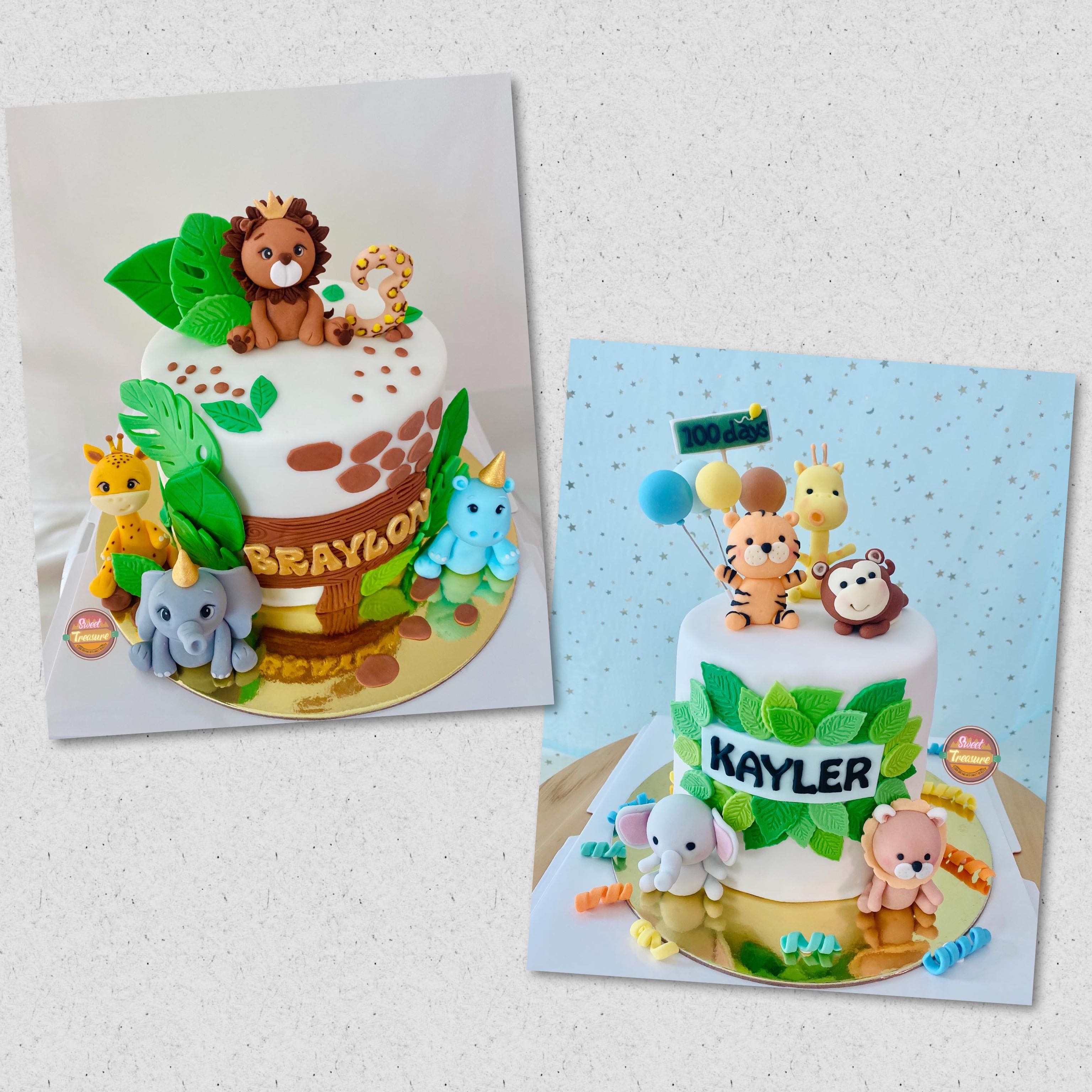 Adorable safari jungle theme animal cake (30 days full month cake, 1 ...