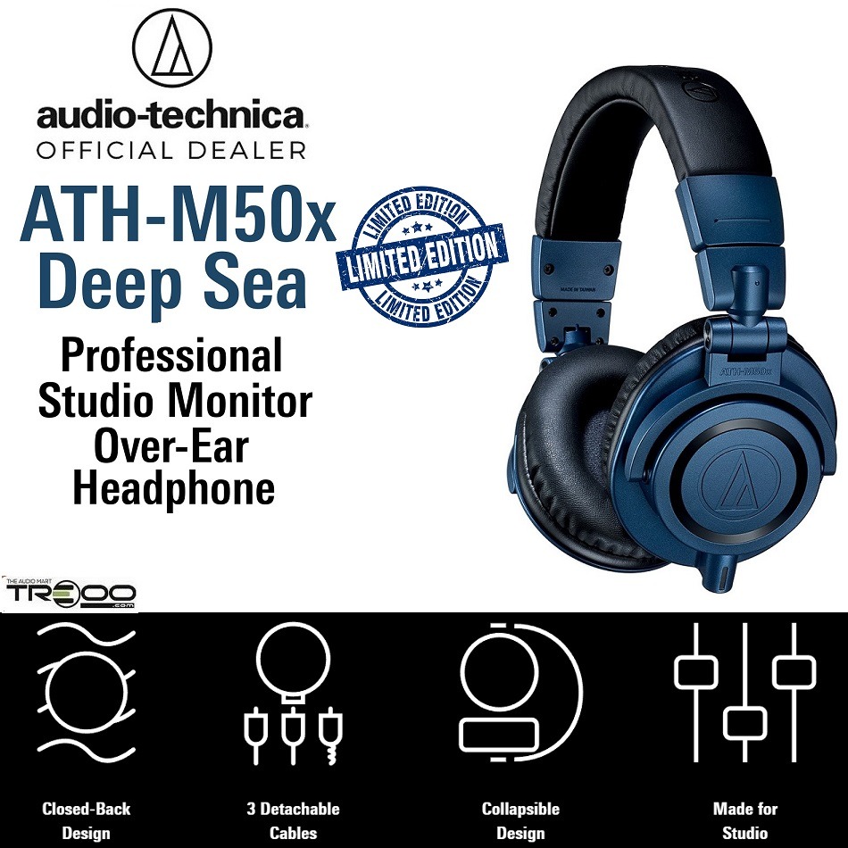 Audio-Technica ATH-M50xDS Professional Studio Monitor Over-Ear Headphone - Deep Sea [Limited ...