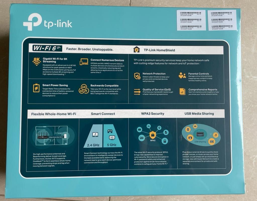 TP-Link AX5400 Dual-Band Gigabit Wi-Fi 6 Router, Computers & Tech ...