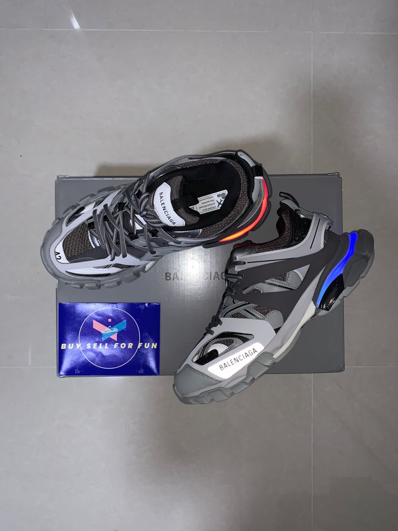 BALENCIAGA LED GREY WHITE TRACK 1 SNEAKER, Men's Fashion, Footwear ...