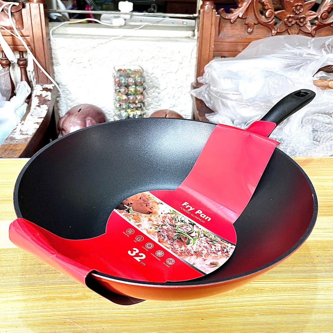 BIG!! 32CM Chinese Wok Frying Pan Induction Ready Bottom Brand new Deep ...
