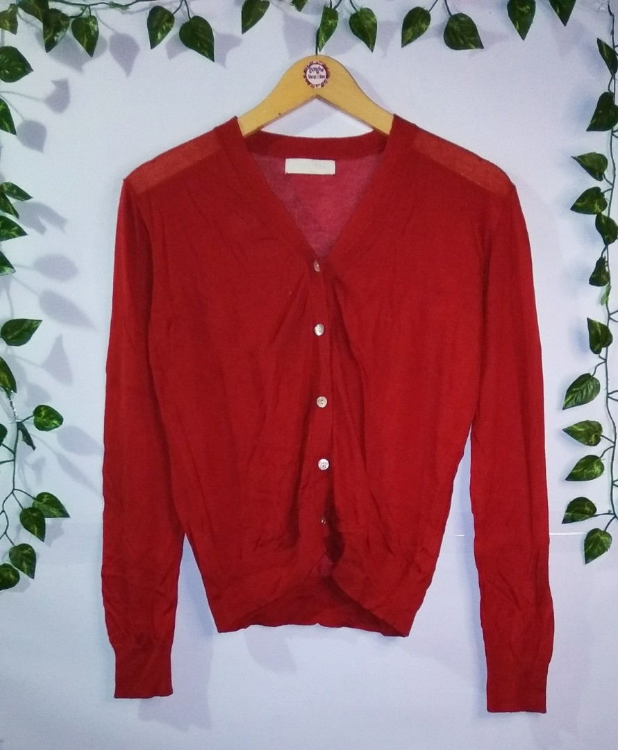 Cardigan basic merah bata bahan tipis nerawang namun simpel bisa buat ...