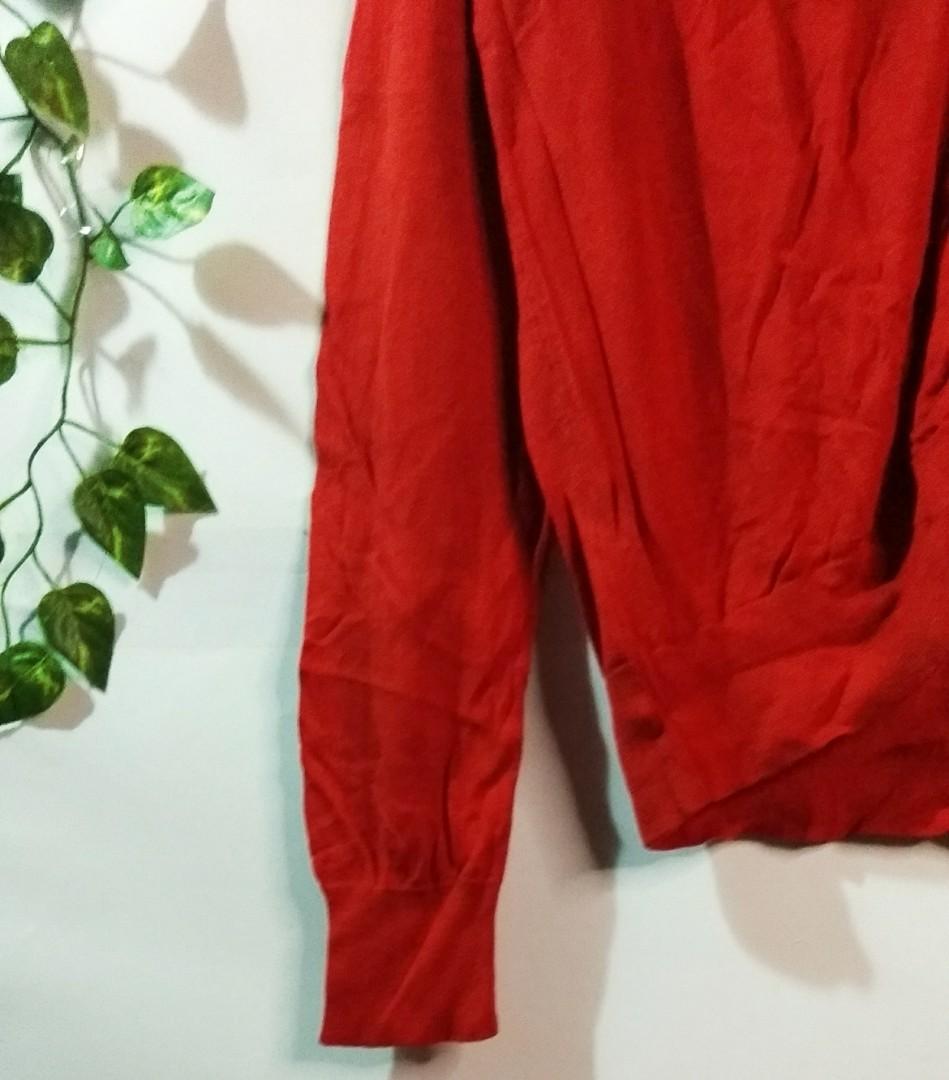 Cardigan basic merah bata bahan tipis nerawang namun simpel bisa buat ...