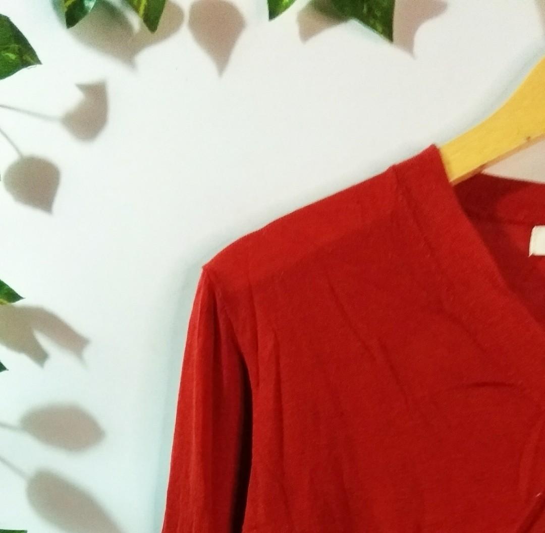 Cardigan basic merah bata bahan tipis nerawang namun simpel bisa buat ...
