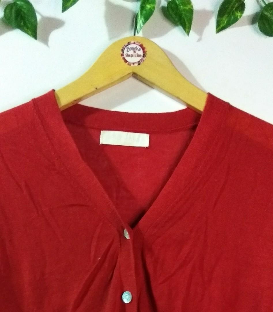 Cardigan basic merah bata bahan tipis nerawang namun simpel bisa buat ...