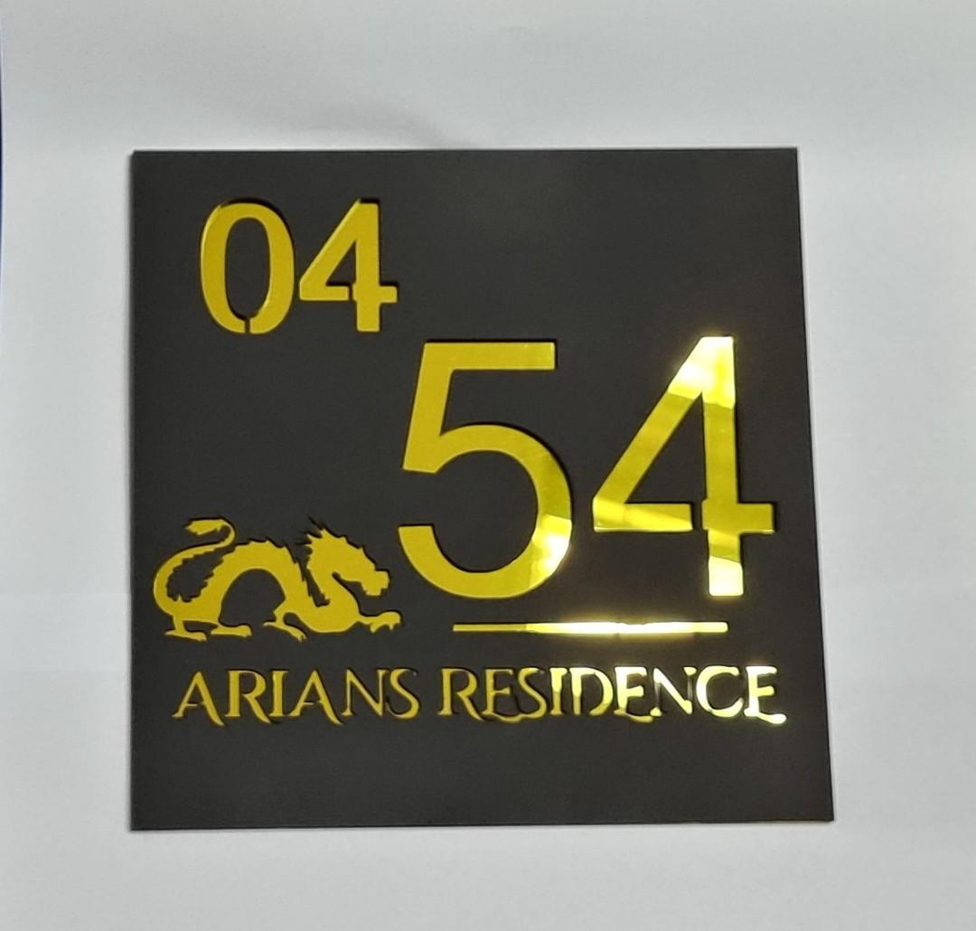 Customised Unit Number Plate, Furniture & Home Living, Home Decor, Wall ...