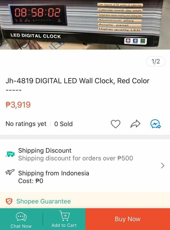 Digital LED WALL Clock JH-4819 COLOR RED, Furniture & Home Living, Home ...
