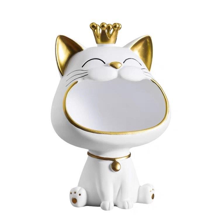 Premium Home Decor Storage Display | White Fortune Cat Display With ...