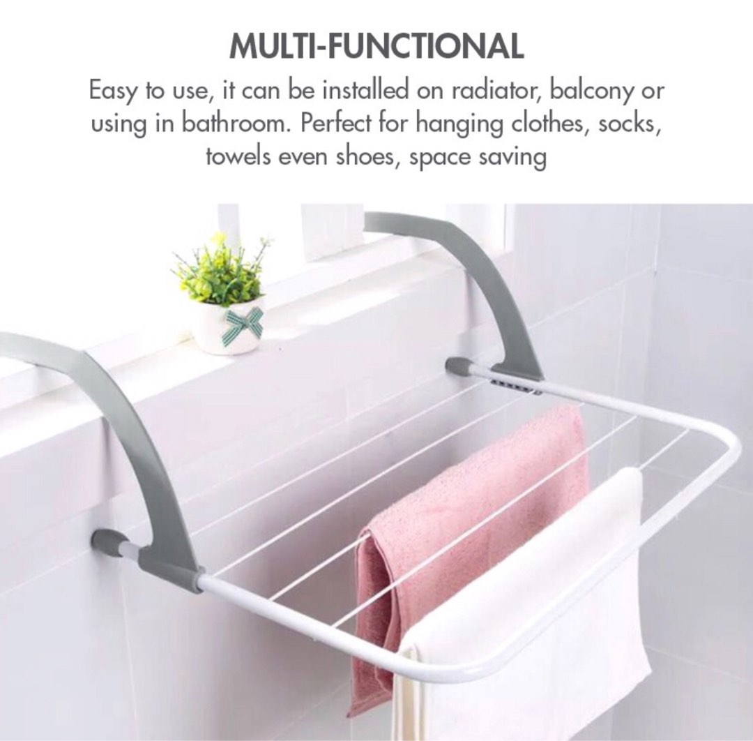 Flexible wall/balcony drying rack, Furniture & Home Living, Home ...