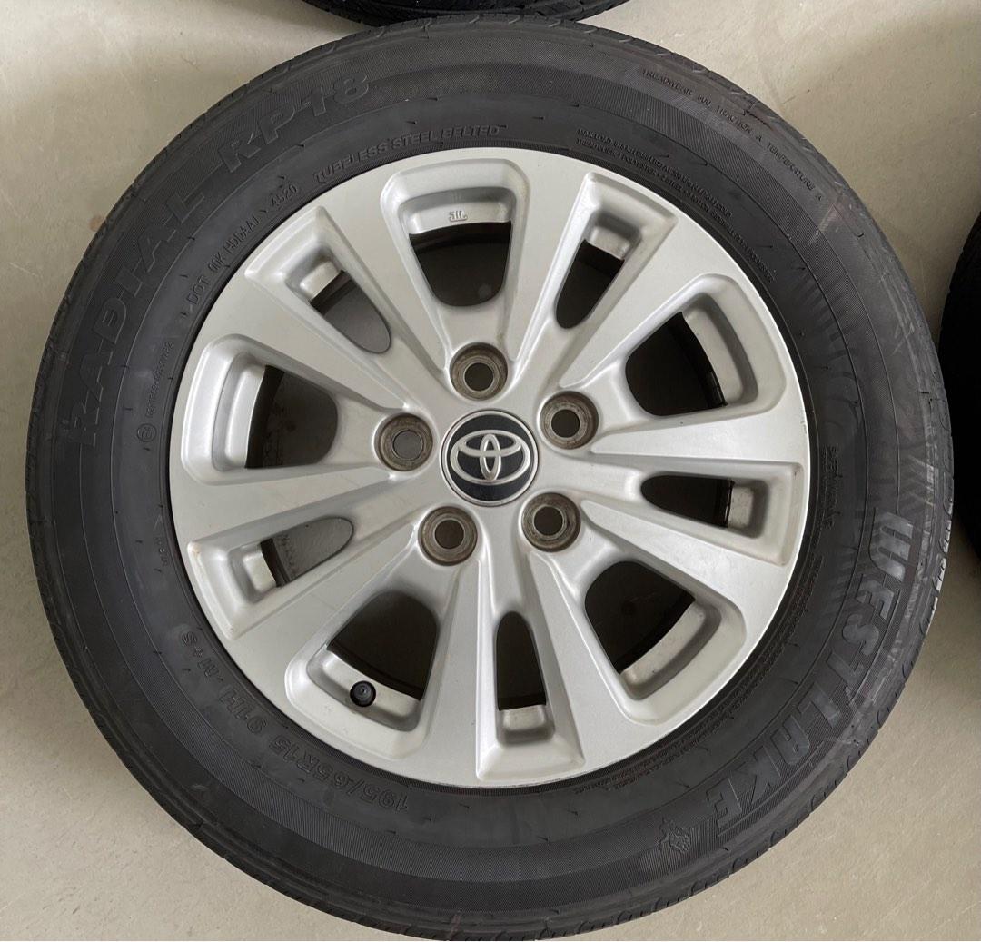 Toyota Noah 15inch stock rims (1 kerb rash) with tyres, Car Accessories ...