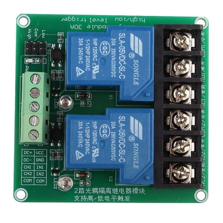 HALJIA 5V 30A 2 Channel High and Low Level Trigger Relay Module ...