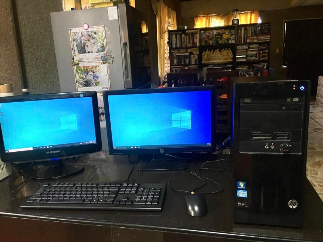 HP Pro 3300 MT PC Core i3 Desktop w/ dual monitors setup, Computers ...