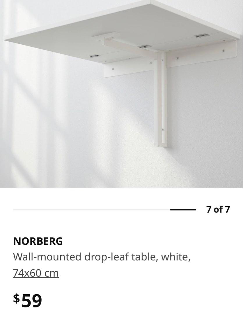 IKEA NORBERG Wall-mounted drop-leaf table, white, 74x60 cm, Furniture ...