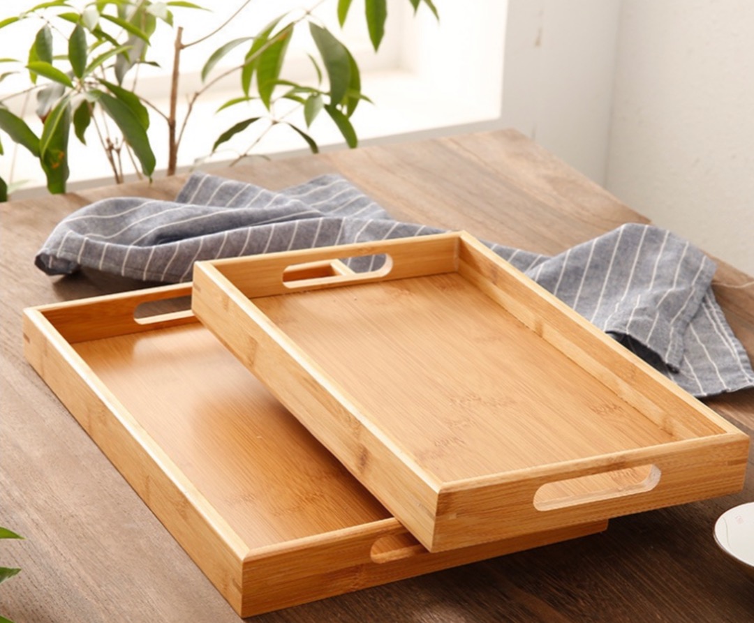 Japanese Style Wooden Tray large 50 x 35 cm, Furniture & Home Living ...