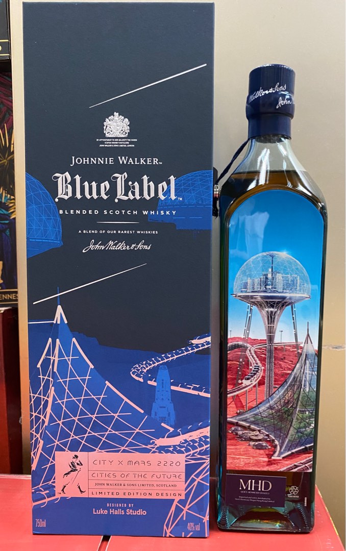 Johnnie Walker Blue Label Cities of future Mars edition 火星限量版 2220 , 嘢食 ...