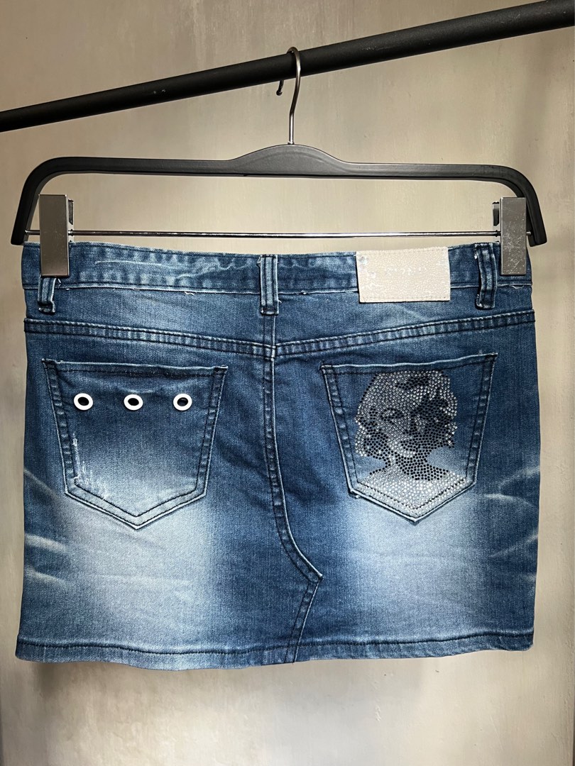 Y2K Marilyn Monroe Rhinestone Denim Skirt, Women's Fashion, Bottoms ...