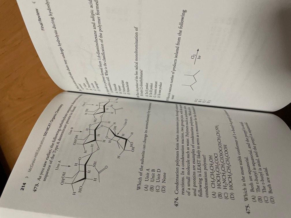 MCAT Review Questions - Organic Chemistry and Biochemistry, Hobbies ...