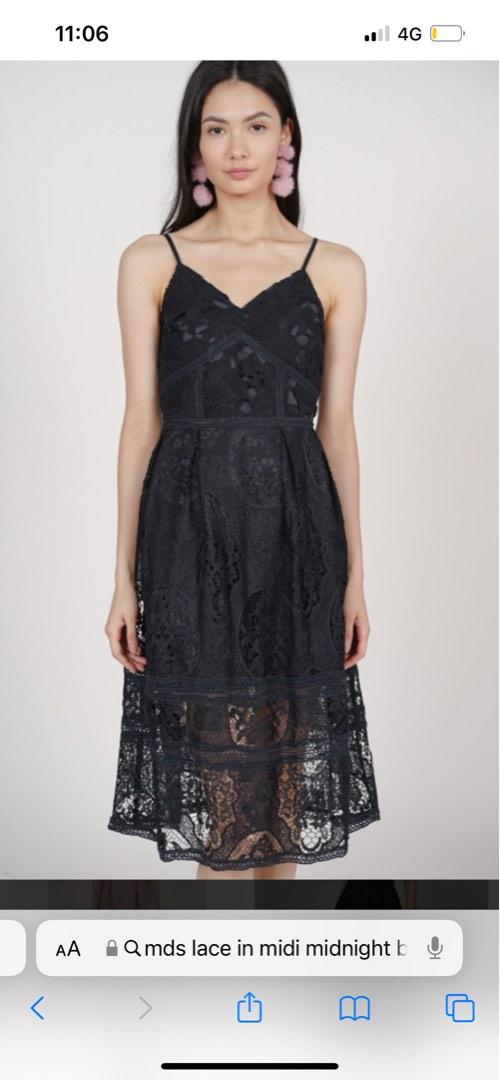 MDS lace midi dress in midnight blue, Women's Fashion, Dresses & Sets, Dresses on Carousell
