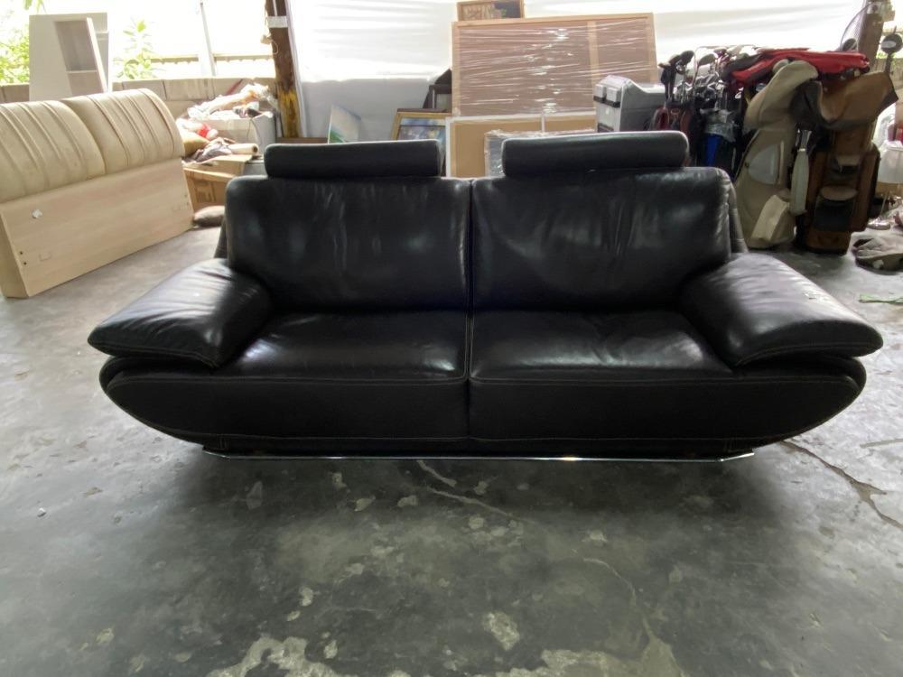 Modern Design Leather 3 Seater Sofa Black Colour / Sofa Kulit Rekaan ...
