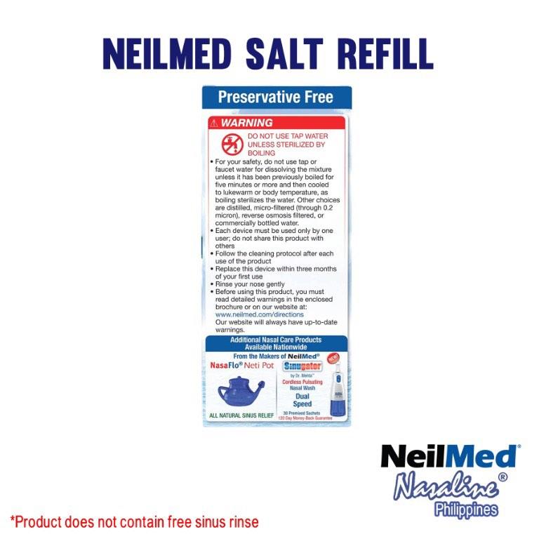 Neilmed Salt Saline Refill for Nasal Aspirator / Neti Pot / Nasal Sinus ...