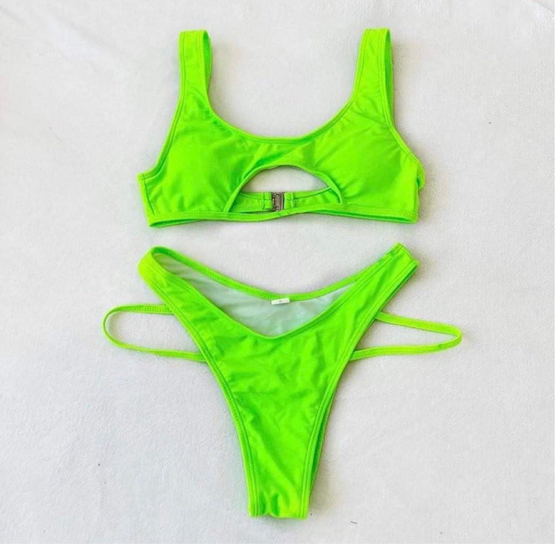 Neon Green Swimsuit Womens Fashion Swimwear Bikinis And Swimsuits On Carousell