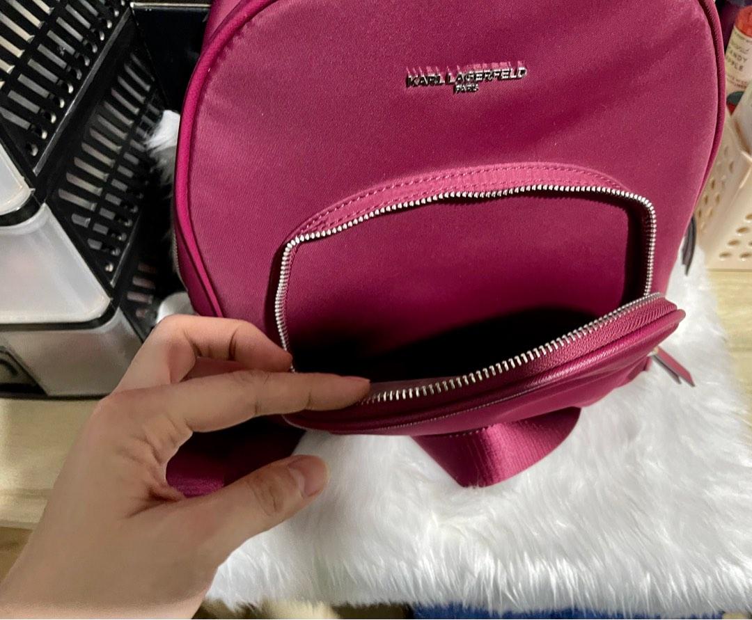 Original Karl Lagerfeld Red Plum Nylon Backpack, Women's Fashion, Bags ...