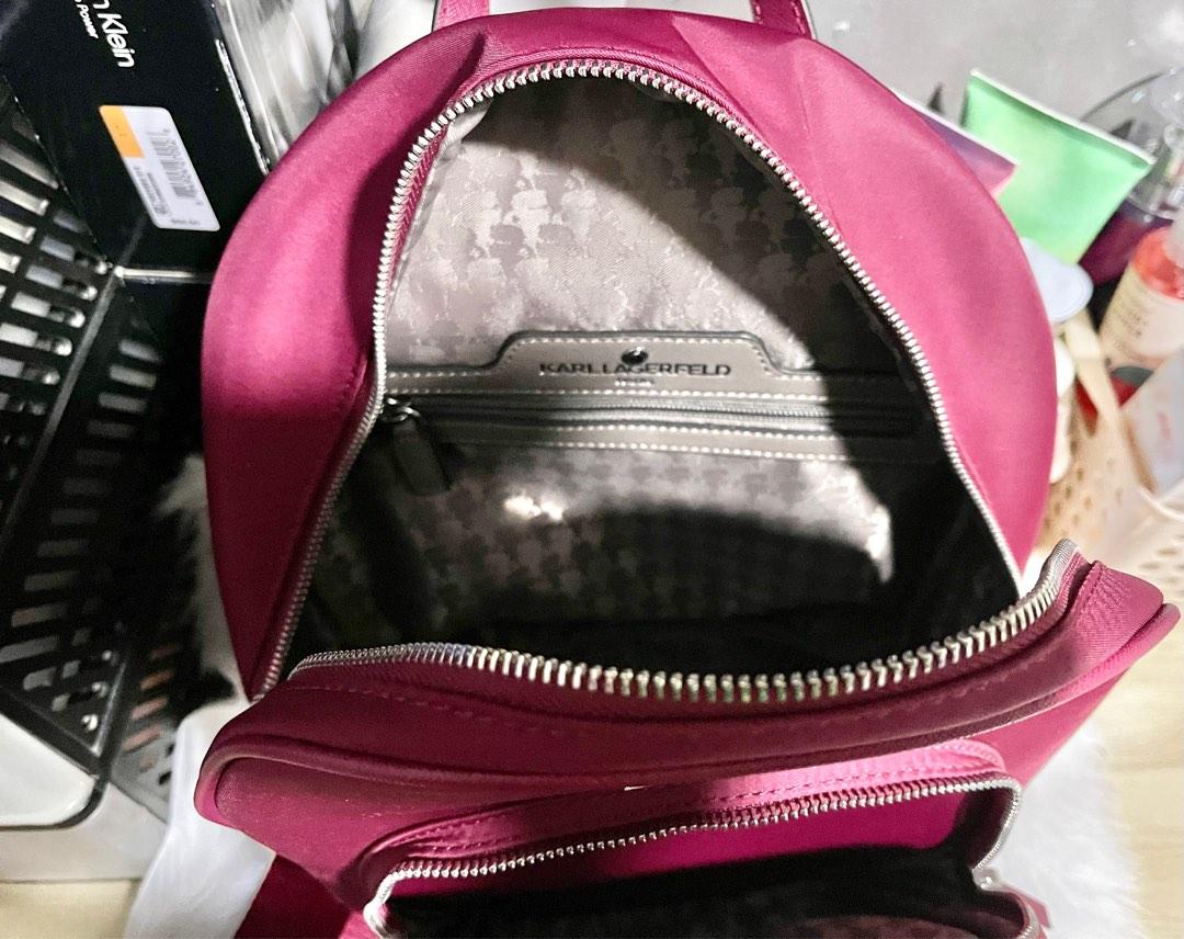 Original Karl Lagerfeld Red Plum Nylon Backpack, Women's Fashion, Bags ...