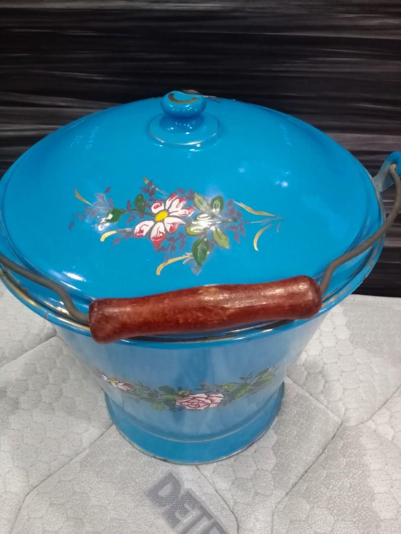 PERANAKAN NONYA FLOWER DESIGN CONTAINER BUCKET vintage collectible ...