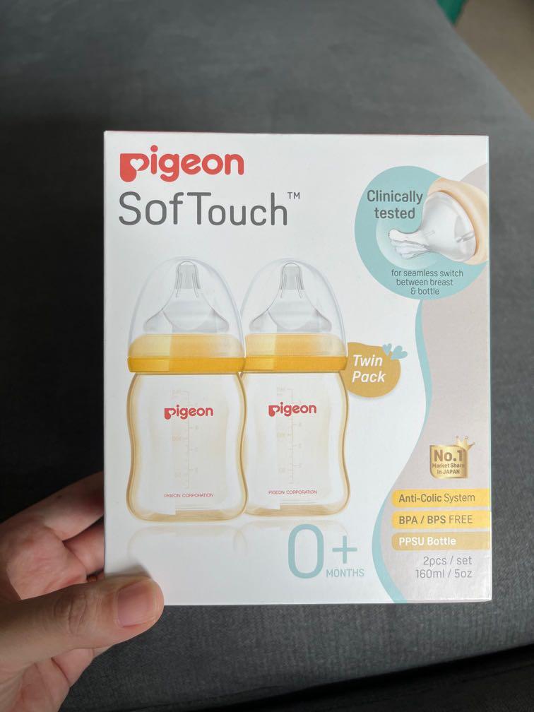 Pigeon SofTouch Wide Neck PPSU Bottle 160ml x 2, Babies & Kids, Nursing & Feeding, Breastfeeding ...