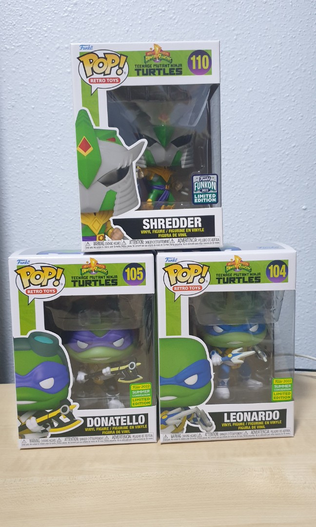 Power Ranger x TMNT Funko Pop Set (Leonardo | Donatello | Shredder ...
