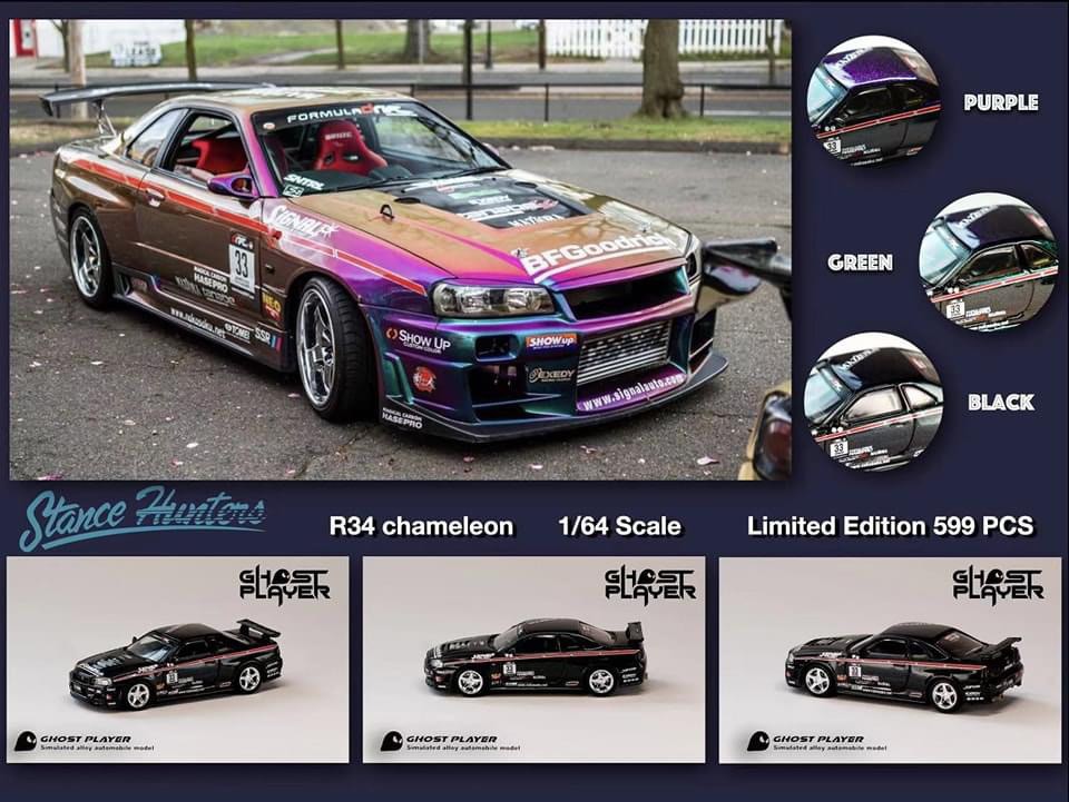 [預訂貨品pre order] Ghost Player X Stance Hunters 1/64 Skyline GT-R R34 ...