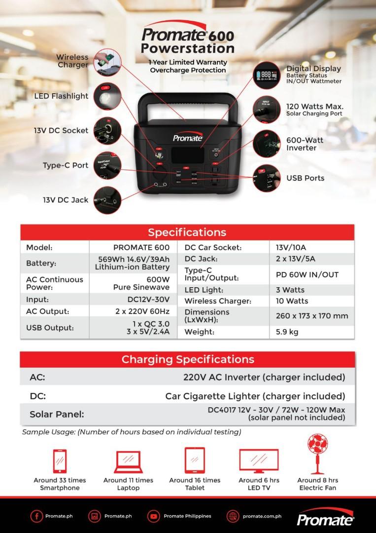 Promate PS600 Powerstation, Furniture & Home Living, Home Improvement & Organization, Home ...