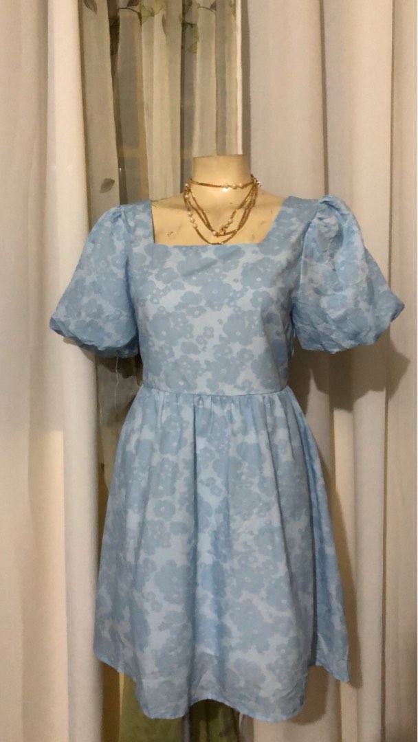 Puff Blue Dress, Women's Fashion, Dresses & Sets, Dresses on Carousell