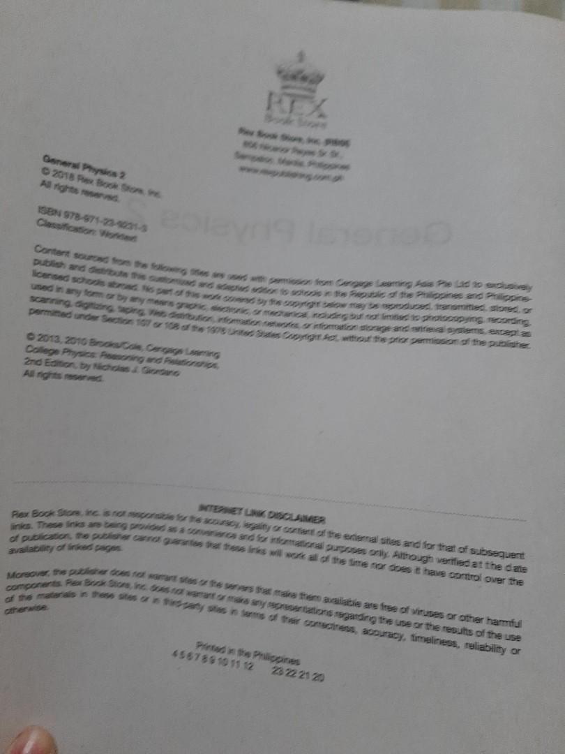 REX GENERAL PHYSICS 2, Hobbies & Toys, Books & Magazines, Textbooks on ...