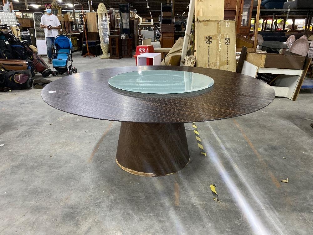 Round Wooden 6-Seater Dining Table set with 6 Chairs / Set Meja Makan 6 ...