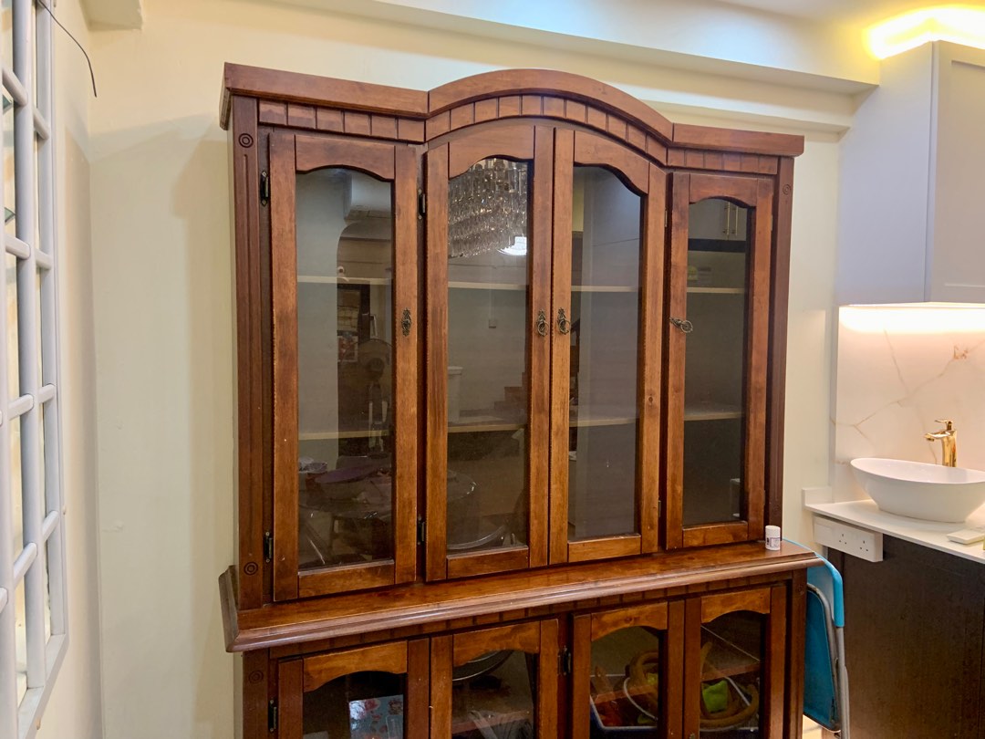 Rustic Wood Kitchen Hutch / Display Cabinet, Furniture & Home Living ...