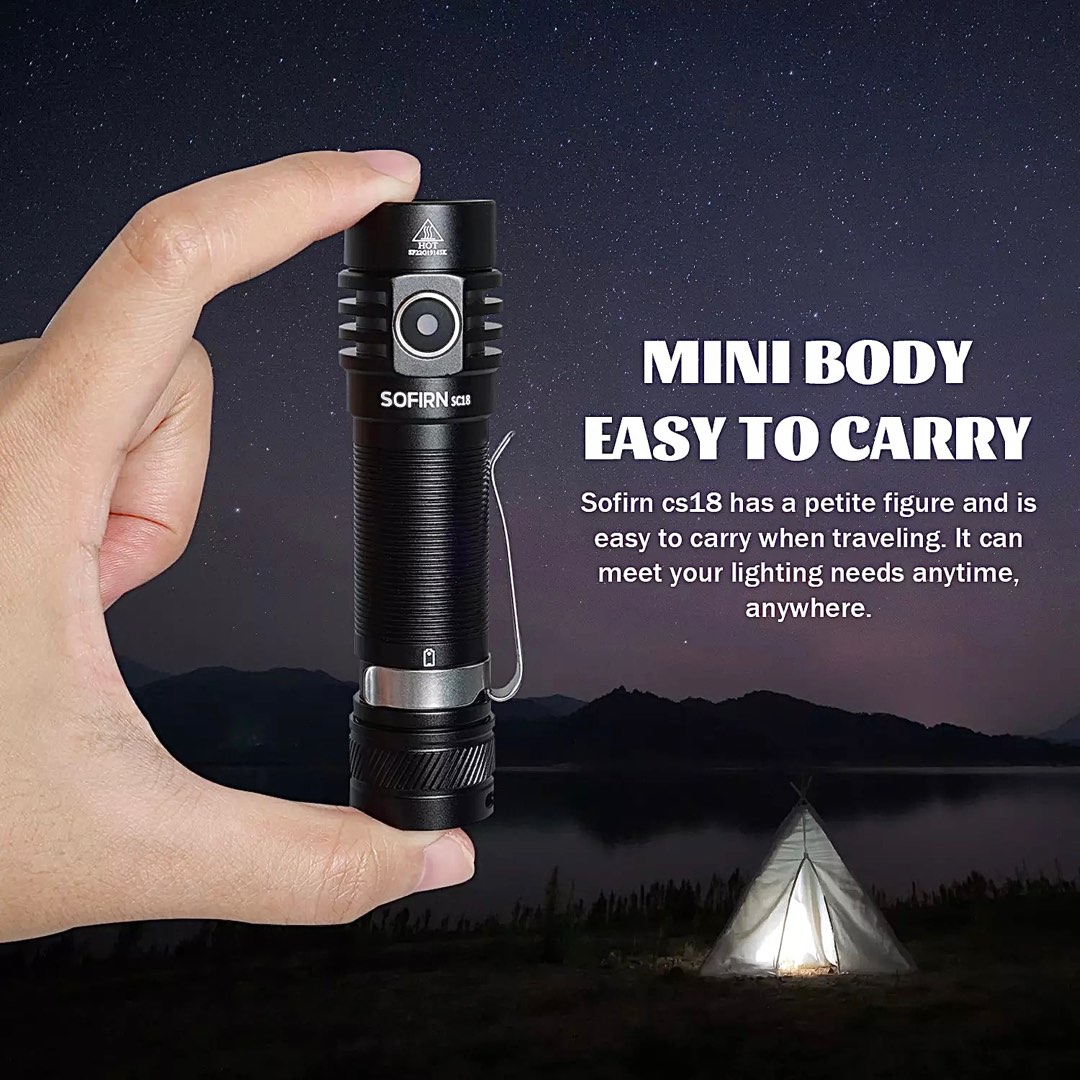 Sofirn SC18 SST40 1800lm 217m Built-In USB-C 18650 EDC Flashlight ...
