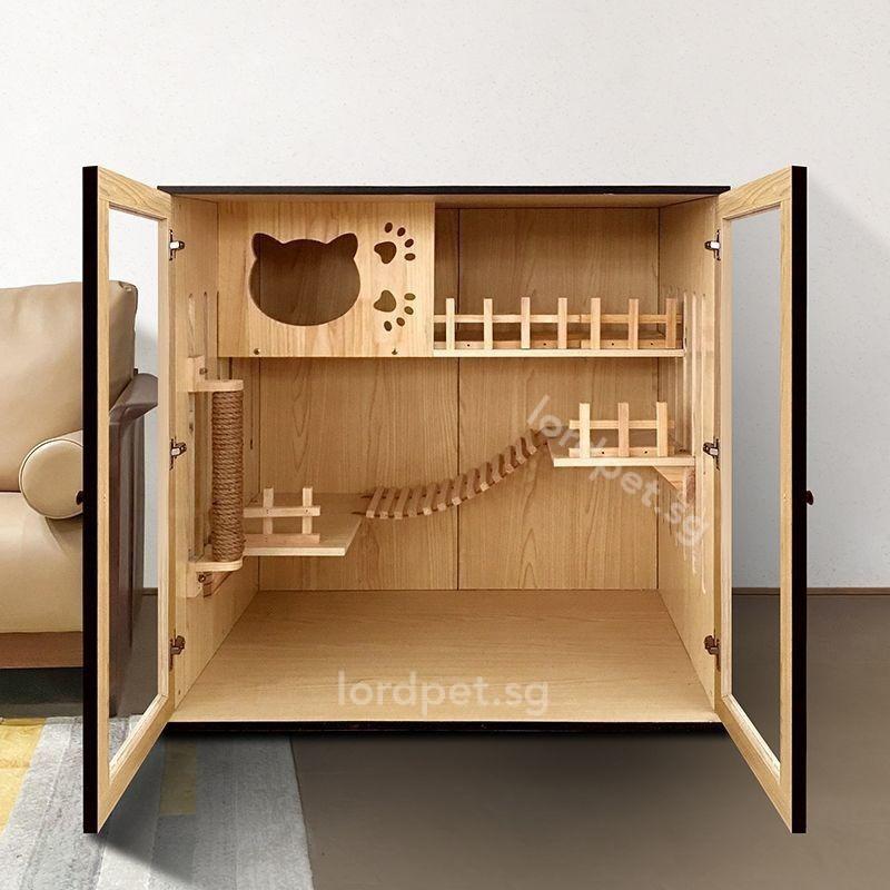 Solid Wood Cat Cage Villa Oversized Luxury Cat House Indoor Cat Cabinet
