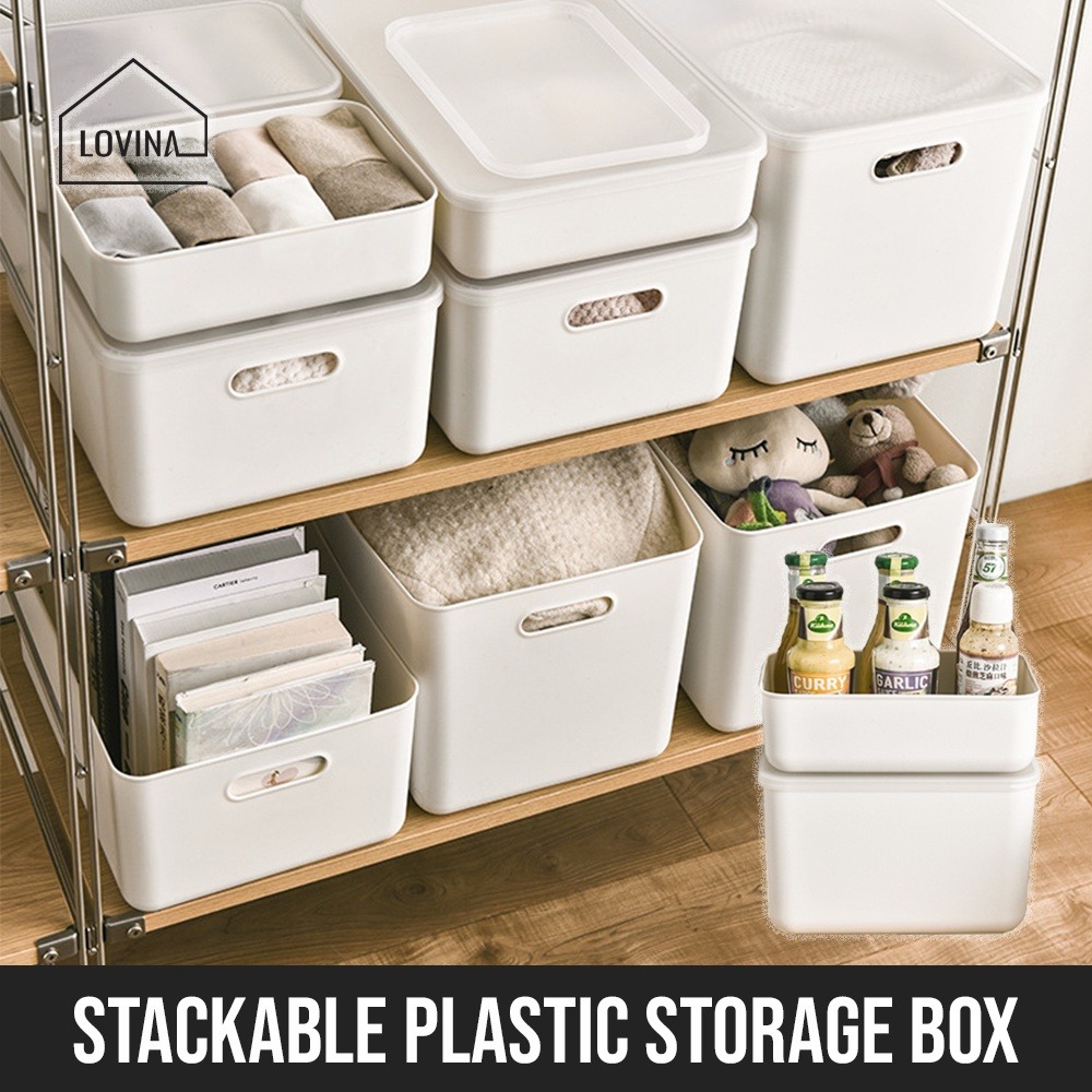 Stackable Plastic Storage Box Drawer Cabinet Organizer Home Organiser ...