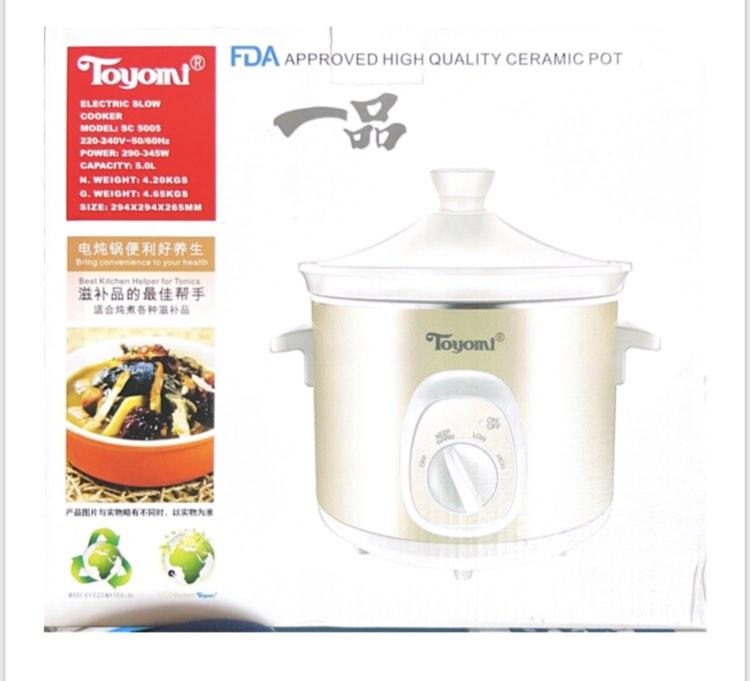 Toyomi electric slow cooker 5L SL5005, TV & Home Appliances, Kitchen ...