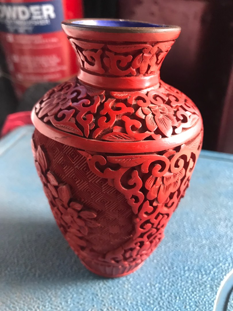 Vintage cinnabar vase, Furniture & Home Living, Home Decor, Vases ...