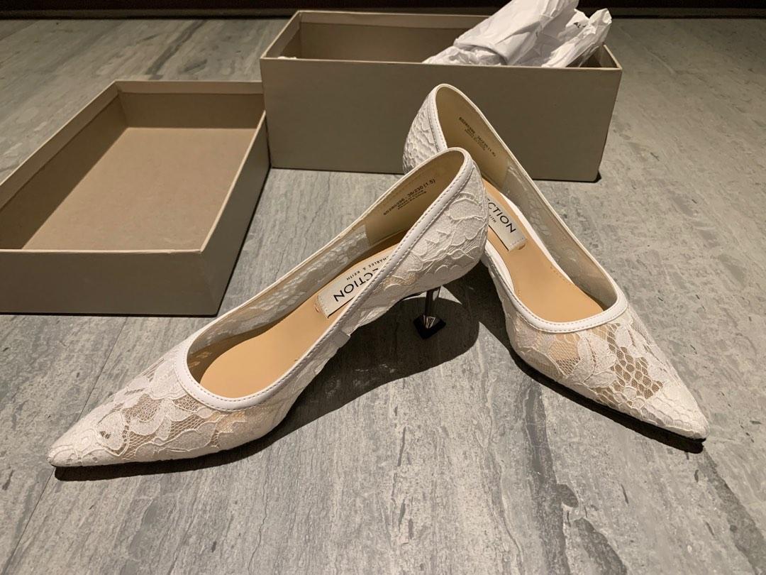 White lace heels Charles Keith, Women's Fashion, Footwear, Heels on ...