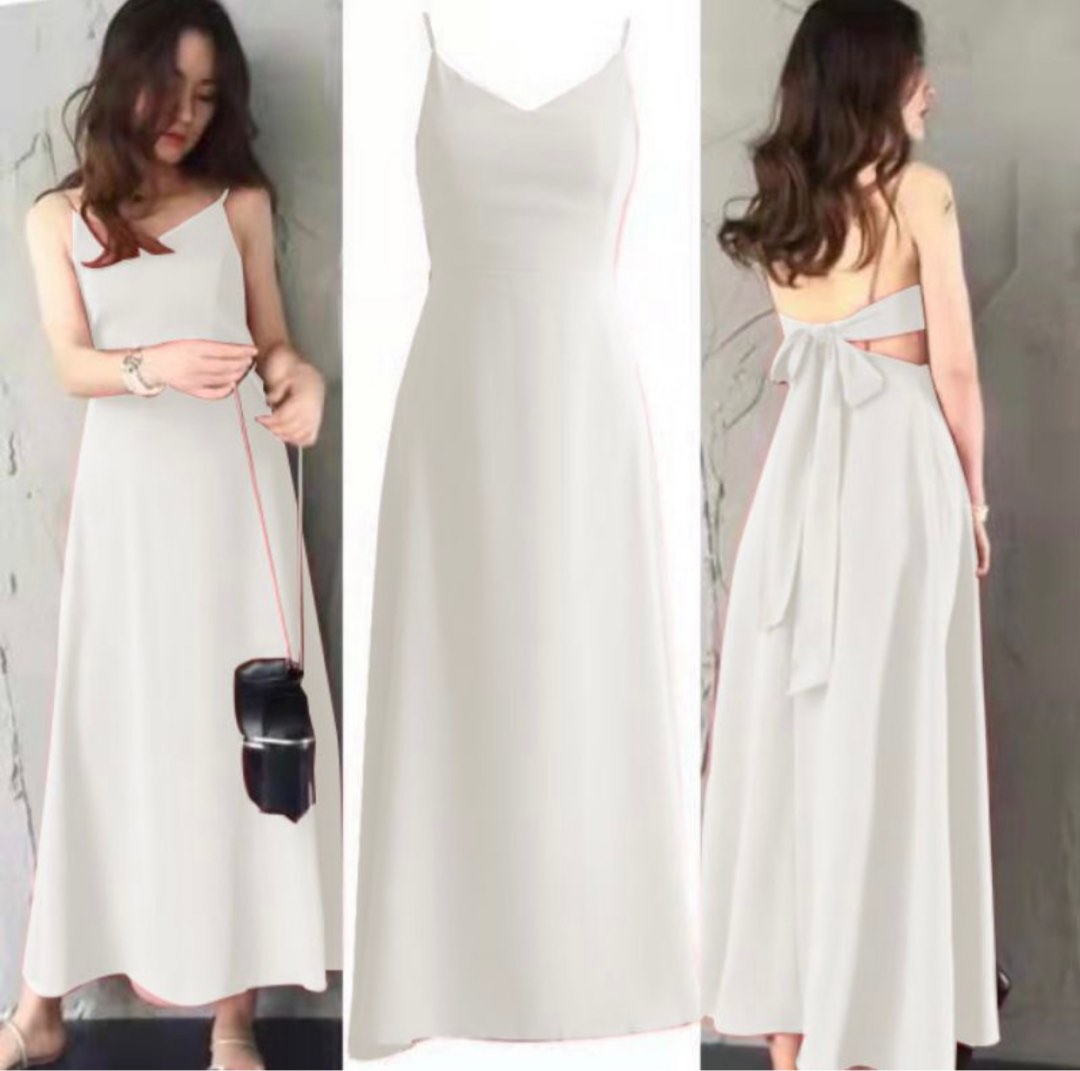White Ribbon Back Dress, Women's Fashion, Dresses & Sets, Dresses on ...