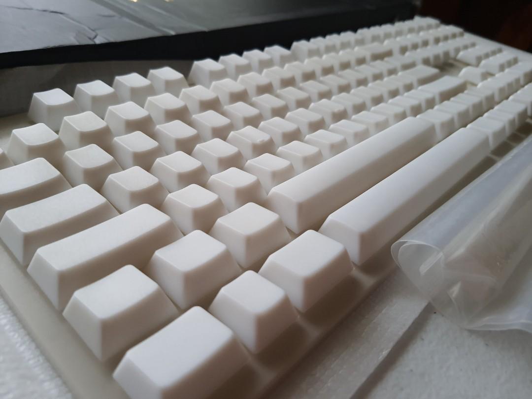 121 key cherry profile blank milky white pbt keycaps, Computers & Tech ...