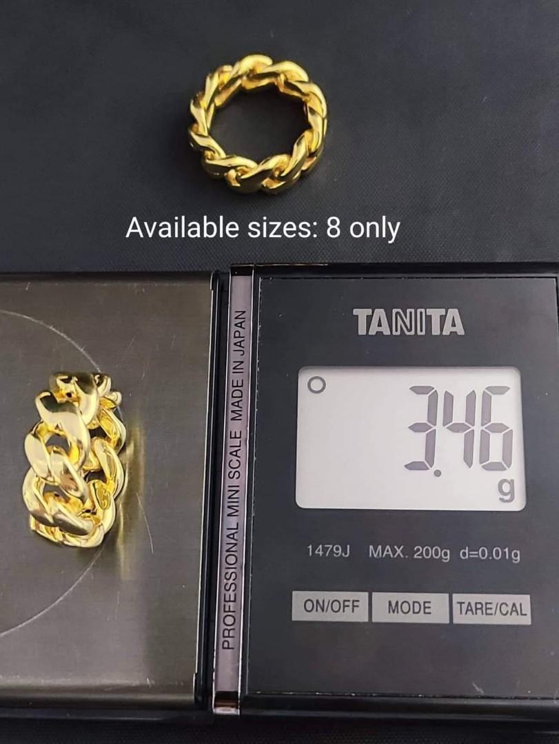 18K Saudi Gold electroform kadena chunky ring, Women's Fashion, Jewelry ...