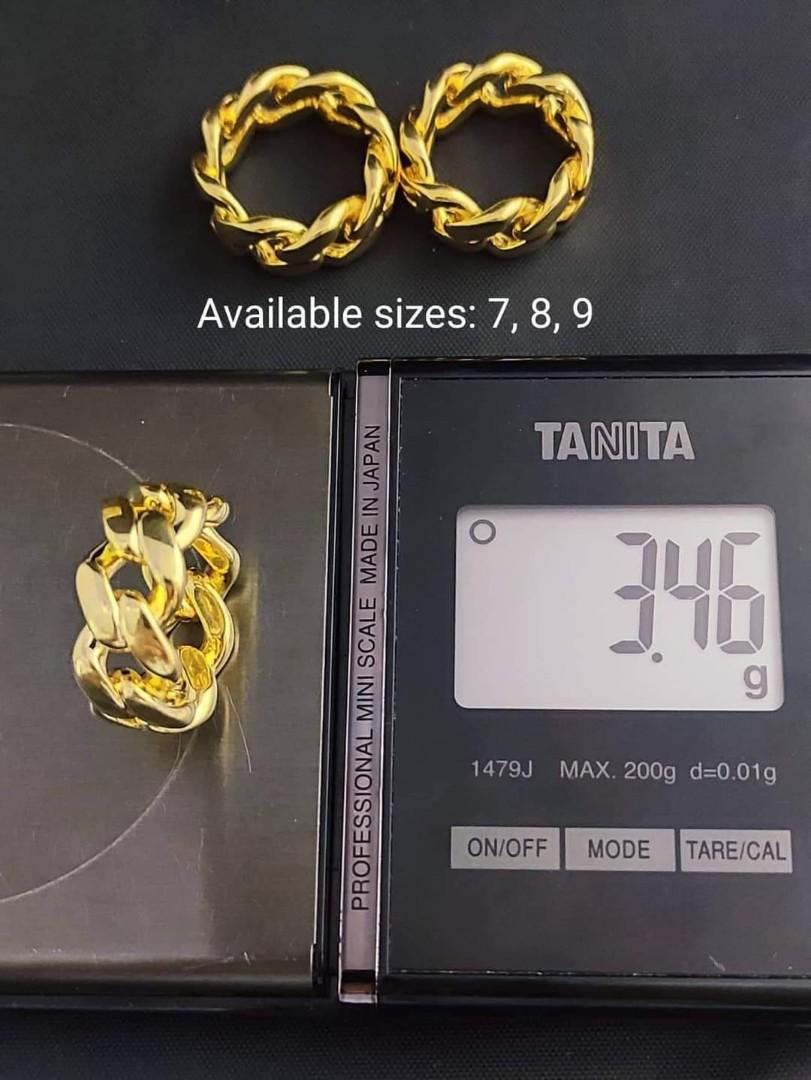 18K Saudi Gold electroform kadena chunky ring, Women's Fashion, Jewelry ...