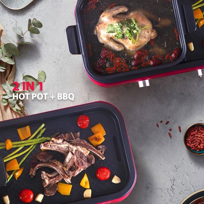 2 In 1 BBQ Grill Electric Steamboat Pot Cooker | 4.2L Hotpot Set ...