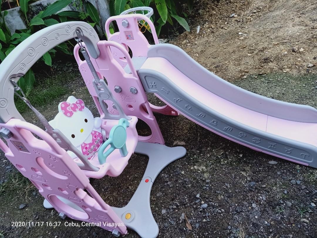 3 in 1 Hello Kitty Slide with Swing and Basketball (Heavy Duty ...